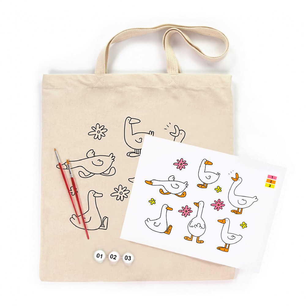 Набір, екосумка-розмальовка, "Гусі", бавовна 220 г/м2, 38х42 см, ROSA ...