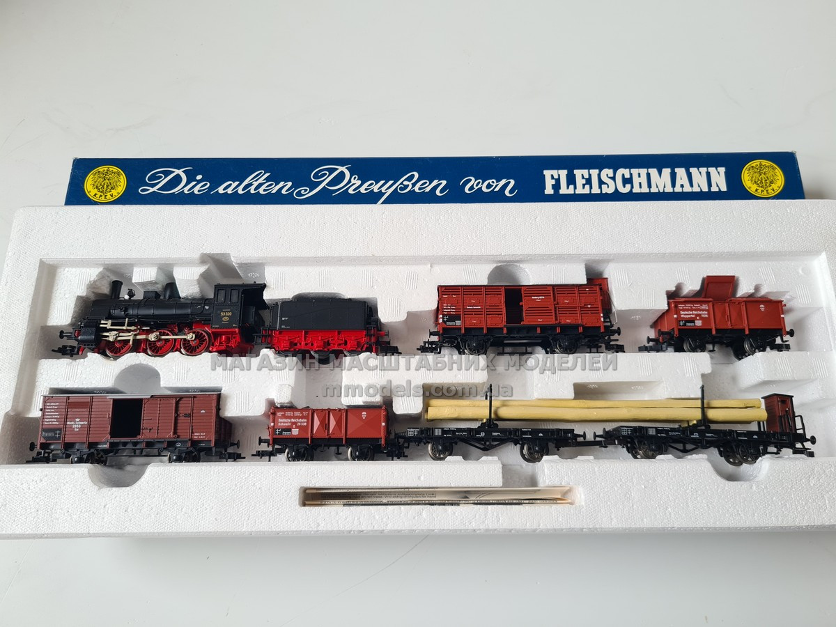 Сет товарний поїзд із паровозом серії 53, масштабу Н0 1:87 Fleischmann ...