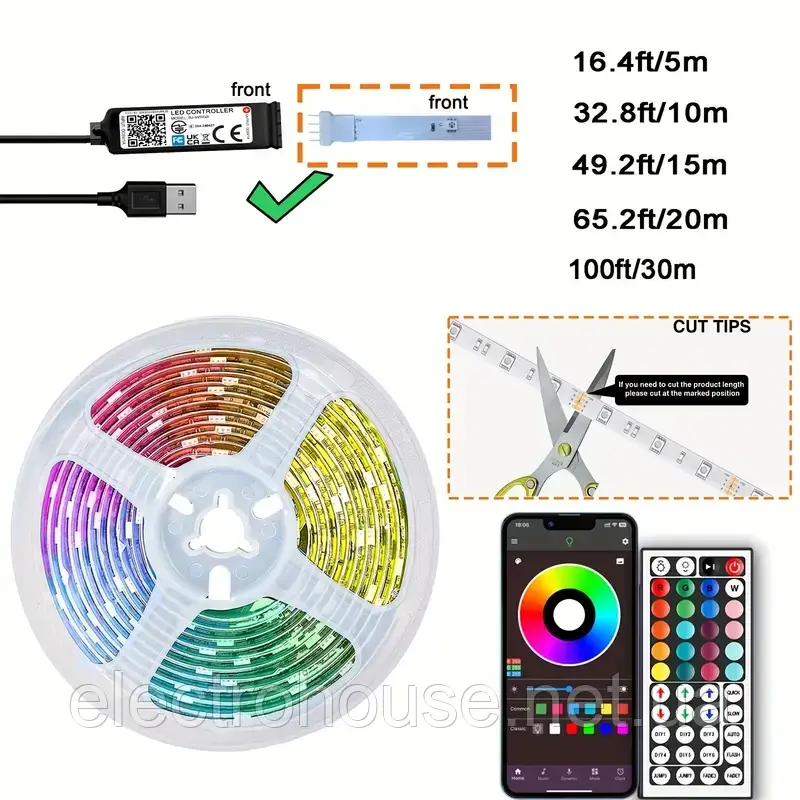 Led стрічка RGB 20м USB 5V RGB керування від пульта та телефону (ID#2614258364), ціна: 700 ...