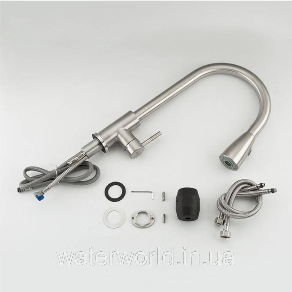 Змішувач для кухні з неіржавкої сталі SUS304 з витяжною лійкою ( два режими) ТМ. Frap F60899-1 ...