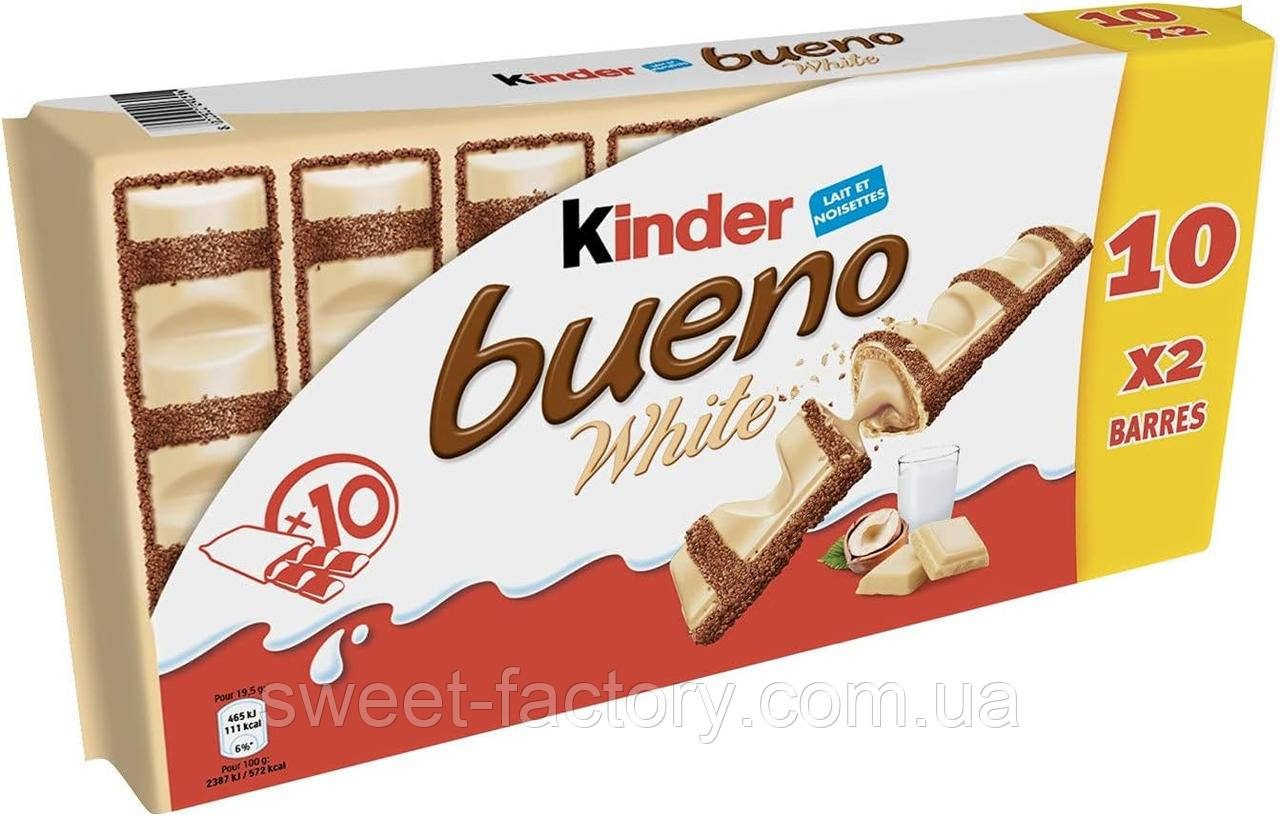 Батончики Kinder Bueno White Chocolate 10s 390g: продаж, ціна у ...