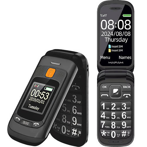 Телефон бабушкофон розкладачка MAFAM F899+ Black для людей похилого віку та пенсіонерів, SOS, 2 ...
