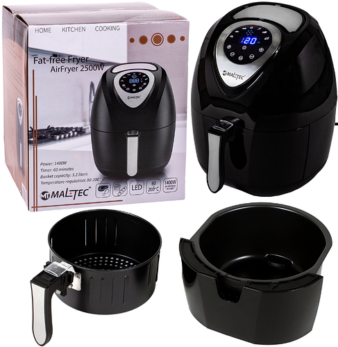 Аерофрітюрниця MalTec AirFryer2500W 1400 Вт Ємність чаші 4 3 л 7 ...