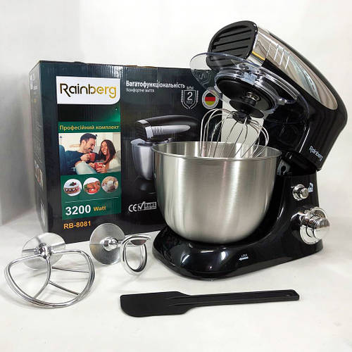 Міксер для приготування тіста Rainberg RB-8081 3200 Вт, Стаціонарний міксер IM-327 з насадками ...