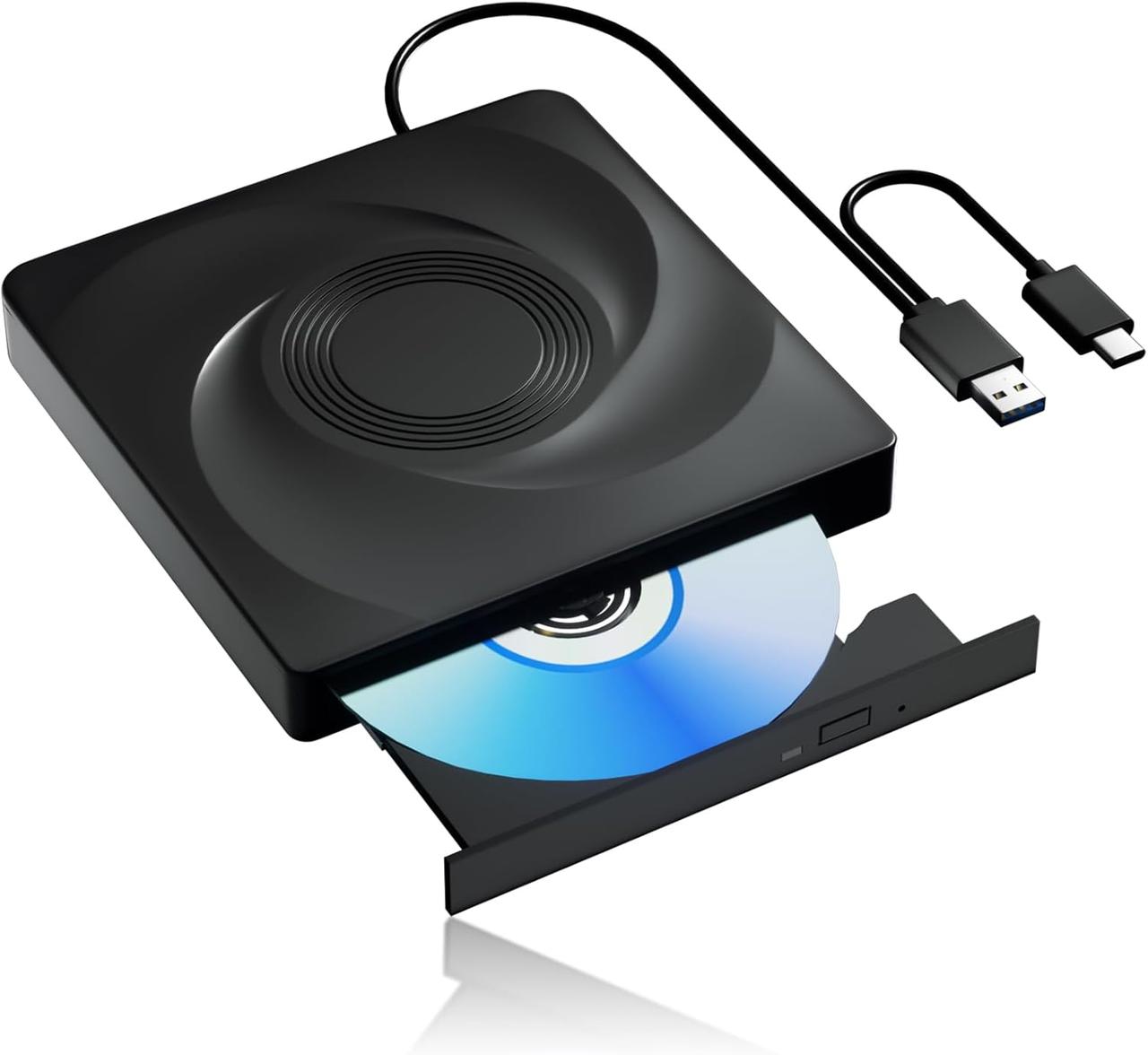 Внешний CD-привод Wbacon, USB 3.0 CD/DVD Type-C для ноутбуков и настольных компьютеров, цена ...