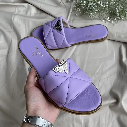 Шлепанцы Prada Slides Purple для женщин шлепки Прада фиолетовые мягкие ...