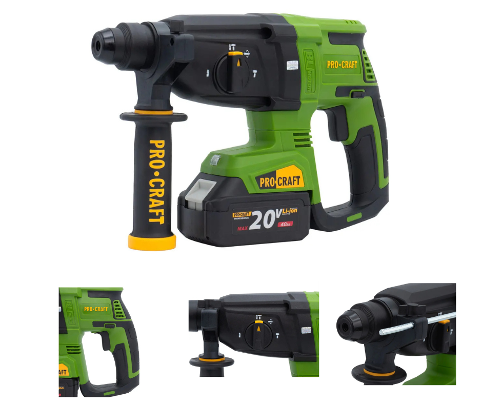 Перфоратор мобільний для монтажу Procraft PHA40, АКБ перфоратор-дриль для дому та ремонту ...