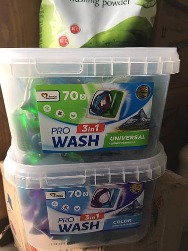 Капсули для прання Pro Wash 3в1 70 шт Universal / Color, Alpine / Mountain Freshness, Німеччина ...
