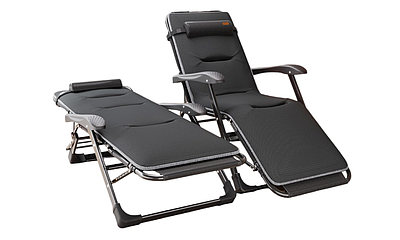 Раскладное кресло шезлонг садовое с подушкой и матрасом WCG FCB-S01PP раскладушка лежак ...