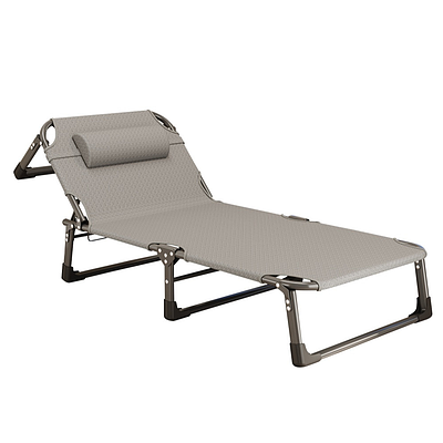 Розкладне ліжко шезлонг WCG FB-S04 розкладачка лежак з підголовником для відпочинку на природі ...