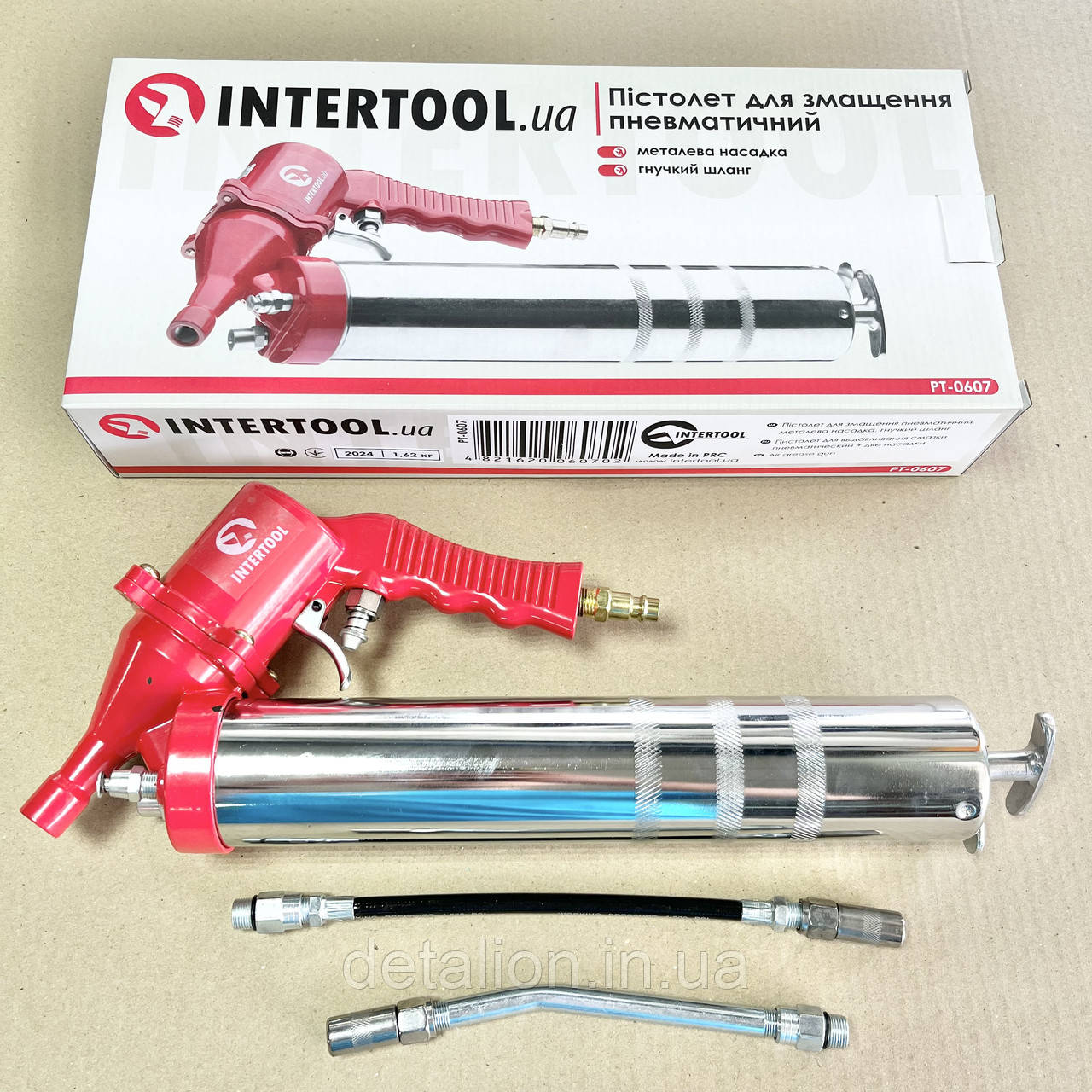 Пістолет для вичавлювання мастила пневматичний + дві насадки INTERTOOL PT-0607: продаж, ціна у ...