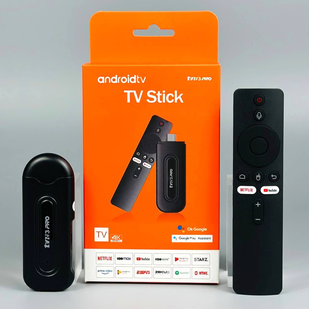 Smart TV приставка Android TV Stick 3PRO 4K, WI-FI 2.4-5G, Android 14.0, 2Gb, 16Gb Чорний 56676 ...