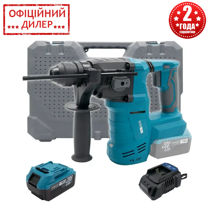 Аккумуляторный перфоратор бесщеточный PROFI-TEC TSH PPBH2520 POWERLine (1 акб 4 Ач ЗУ, SDS+, 2.5 ...