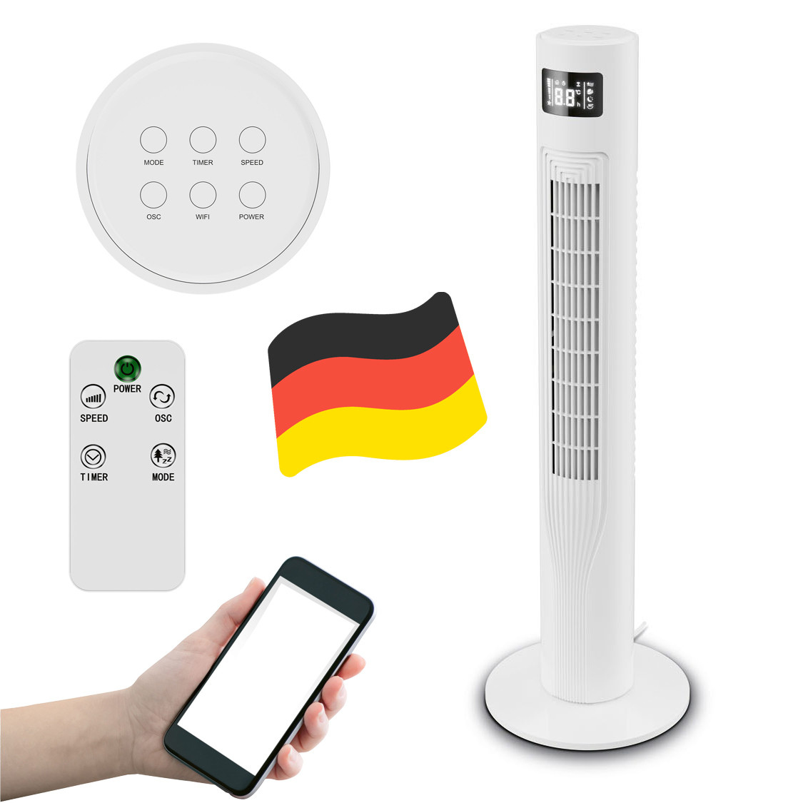 Колонный вентилятор Smart Home SilverCrest STVS 50 A1 White (100 см, 50 ...