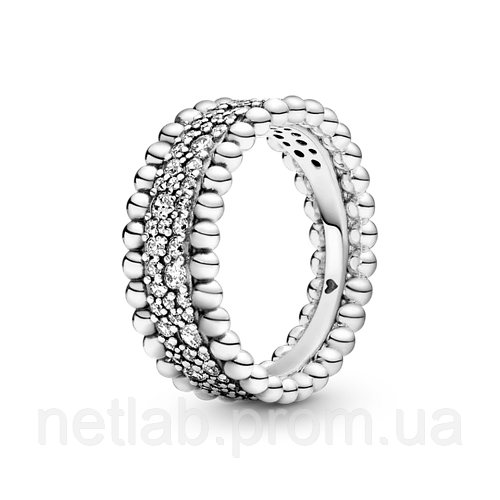 Срібна каблучка No Brand з металевими кульками і паве 198676C01 56 ...