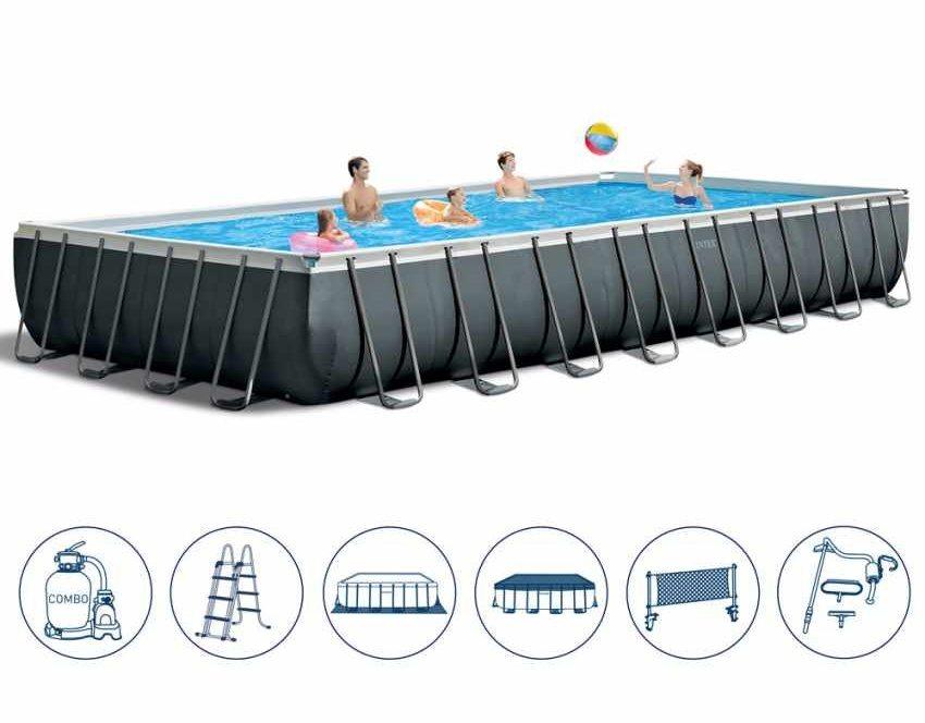 Каркасний басейн Intex Ultra Frame Pool 975x488 см прямокутний для дачі ...
