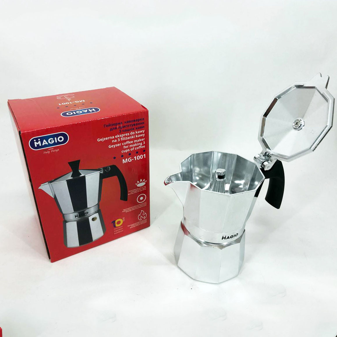 Кавоварка для приготування гейзерного типу Magio MG-1001 150 мл, Кавоварка BU-281 для дому, ціна ...