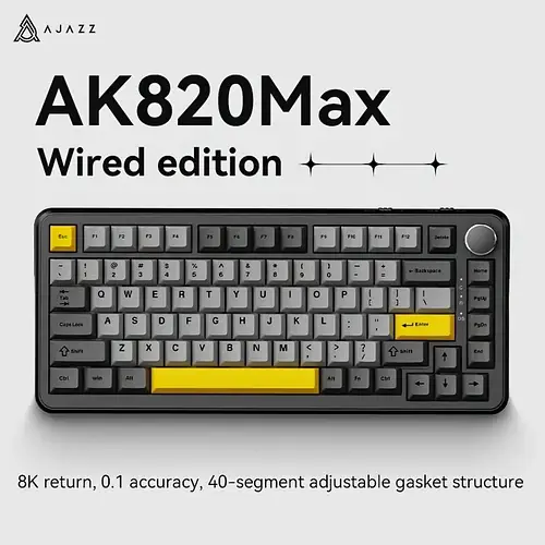 Клавіатура Ajazz AK820 MAX для геймінгу (RGB, магнітні перемикачі, 75% ...