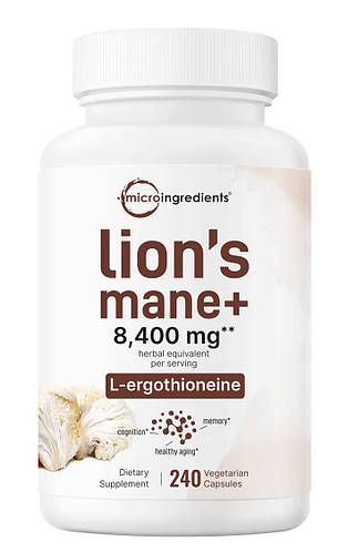 Micro Ingredients Lions Mane Supplement with L-Ergothioneine/ Їжовик гребінчастий органік з ...