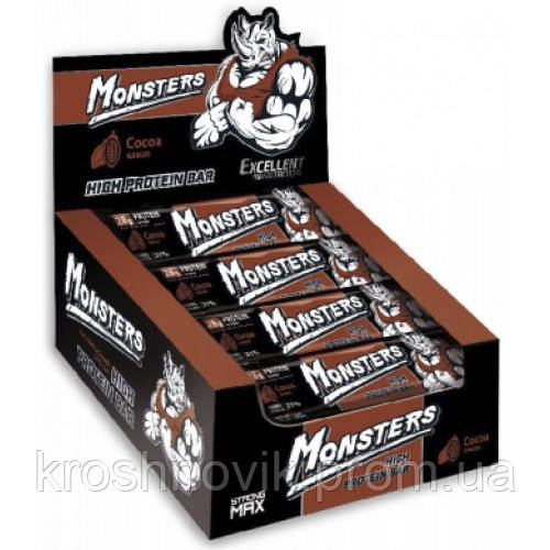 Strong Max Monsters Cocoa Протеїнові батончики шоколад 80 г 20 ...