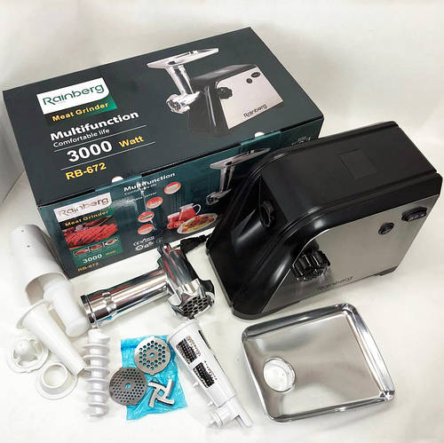 Лучшие мясорубки Rainberg RB-672 3000W, Мясорубка с металлическим MT-226 корпусом, Мясорубка ...