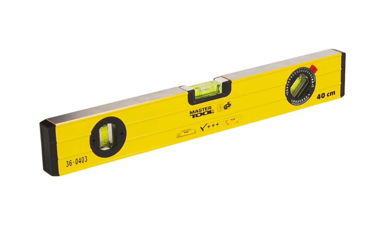 Рівень будівельний MASTERTOOL ПРОФІ 40 см 3 капсули 0,5 мм/м 0,03° фрезеровані поверхні 36-0403 ...