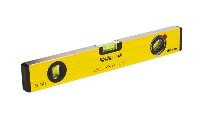 Рівень будівельний MASTERTOOL ПРОФІ 40 см 3 капсули 0,5 мм/м 0,03° фрезеровані поверхні 36-0403 ...