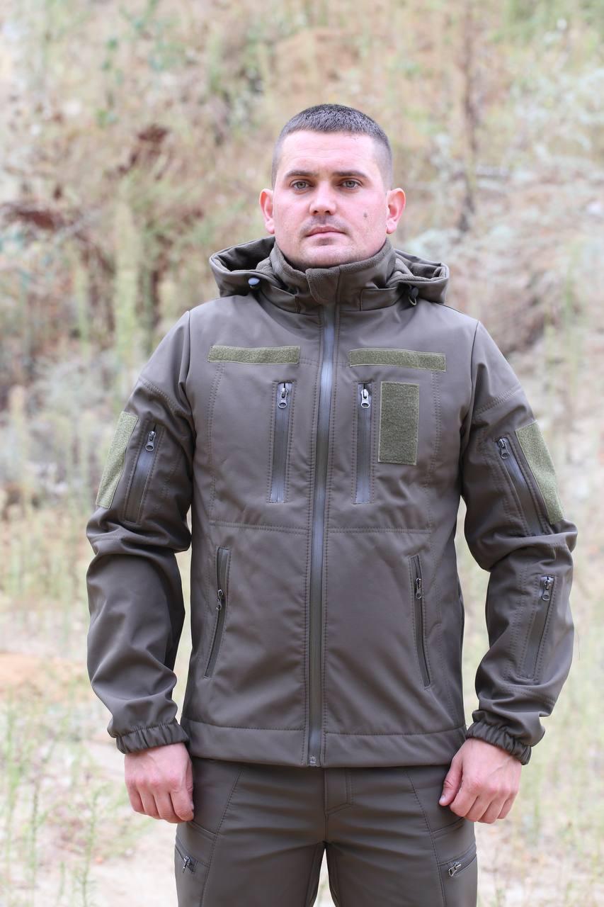 Тактична куртка softshell олива 44-66 р, військова демісезонна куртка хакі, чоловіча куртка зсу ...