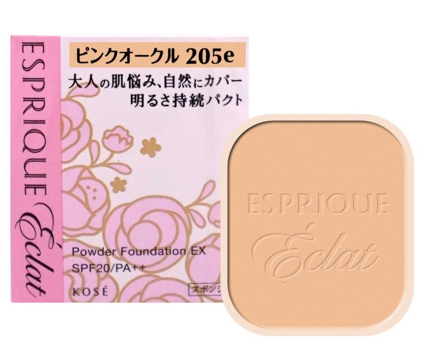 Kose ESPRIQUE Eclat Brightening Pact EX SPF20 PA++ Сяюча тональна основа, рефіл, PO205e Рожева ...
