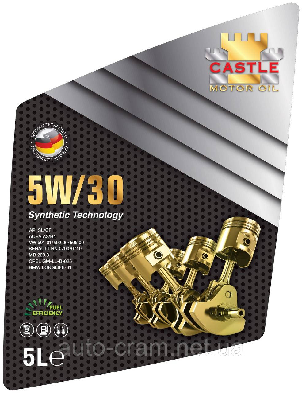 CASTLE MOTOR OILS 5W30 5л (4) API SL/CF-4, ціна: 845 ₴, купити на Prom.ua