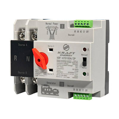 Автоматический переключатель АВР под DIN-рейку Kraft KRF-ATS100A/2p два ...