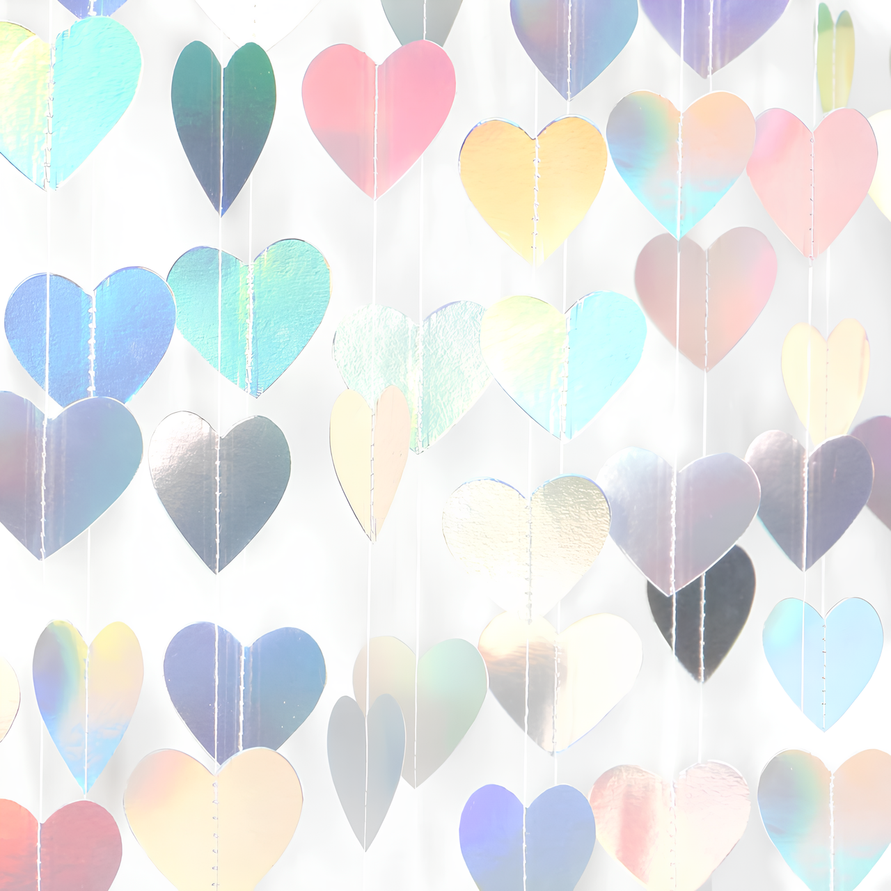 Купить Паперова гірлянда із сердець | Срібло голограма для украшения дня рождения и других ...