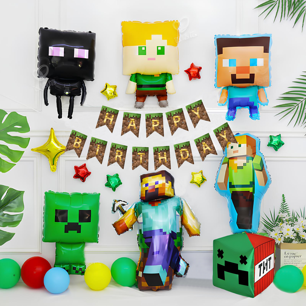 Купить Фотозона з кульок Майнкрафт Minecraft Усі герої ( 26 кульок) | Для хлопчика для украшения ...