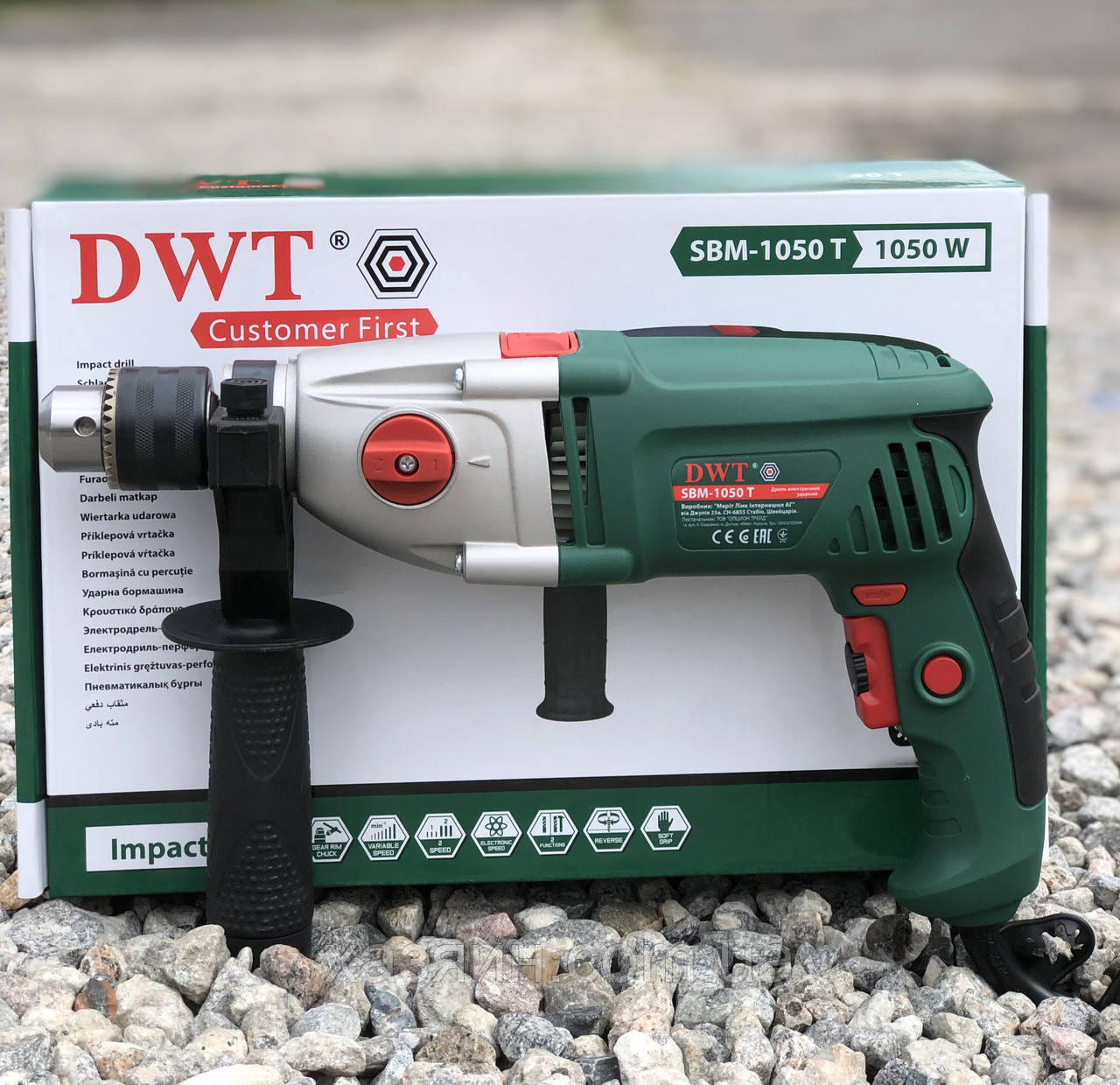 Дрель DWT SBM-1050 T (двухскоростная,мощность 1050 Вт, 0-44800 уд в мин ...