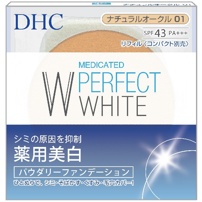 DHC Medicated PW Powdery Foundation SPF43/PA+++ Осветляющая компактная пудра, 01 Natural Ochre ...