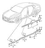 Клипса крепления молдинга, порога VW Passat В6, B7, B8, СС, Tiguan ...