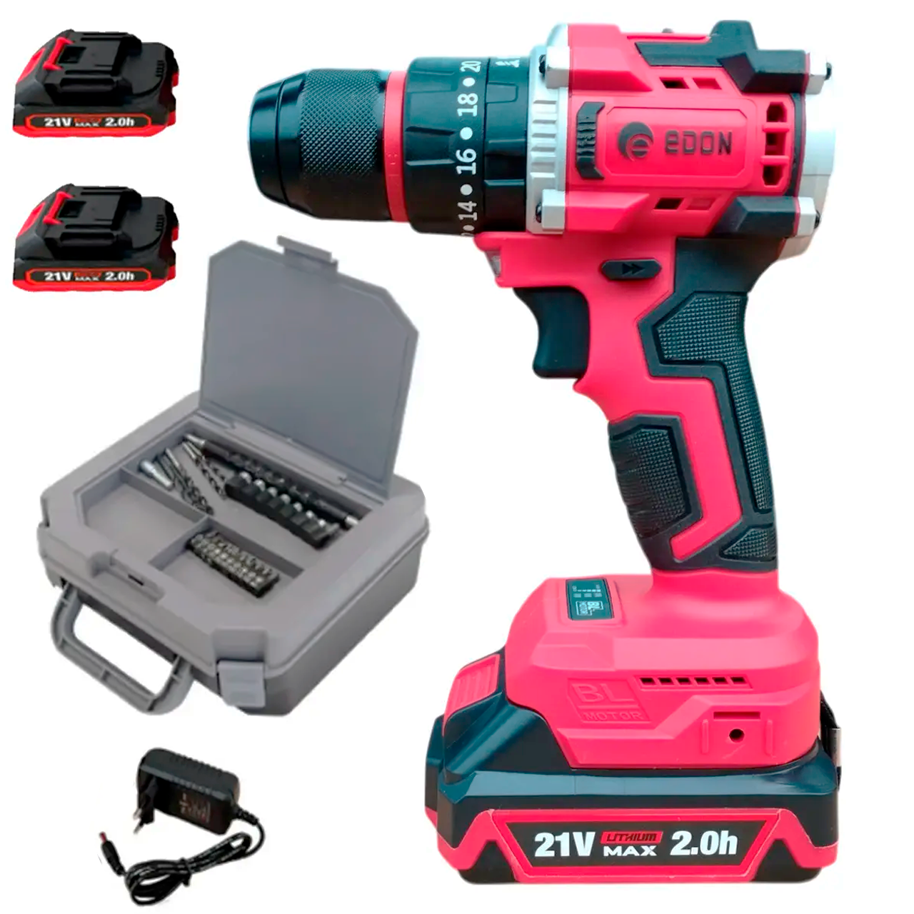 Шуруповерт акумуляторний Edon KW ED-21PBL ударний безщітковий 2 швидкості 2 АКБ 21 В 2 Ач, ціна ...