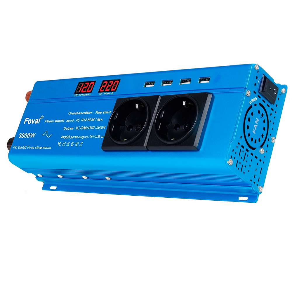 Инвертор Foval чистый синус 1500W / 3000W 12V 220V, (Pure Sine Wave ...