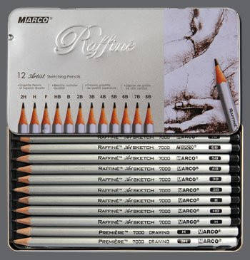 Набір графітних олівців Marco Raffine різної твердості 2H-8B метал ...