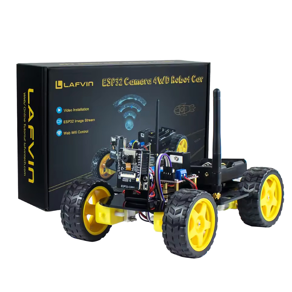 Робот-машина ESP32 4WD Lafvin з Wi-Fi управлінням та відеокамерою - розумний конструктор на базі ...