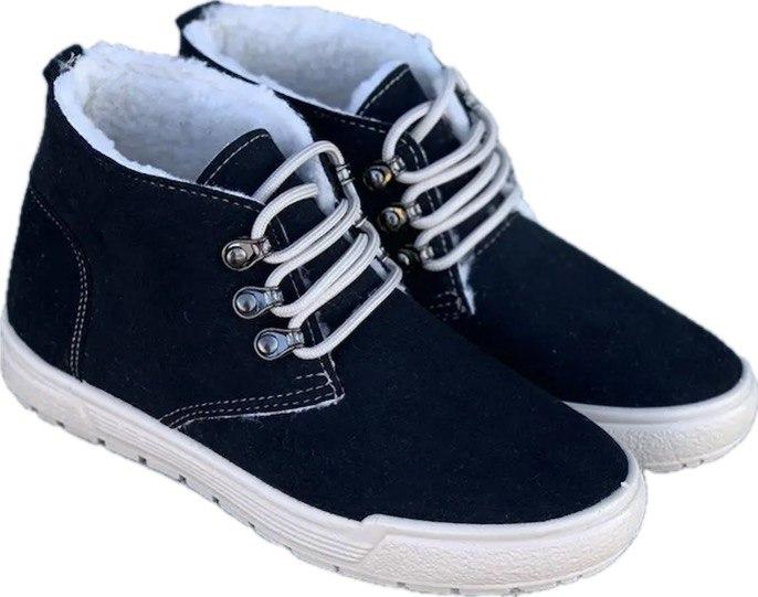 Жіночі черевики на овчині, замшеві Premium Litma IZABELLA, чорний/бежевий (36-42р.): продаж ...