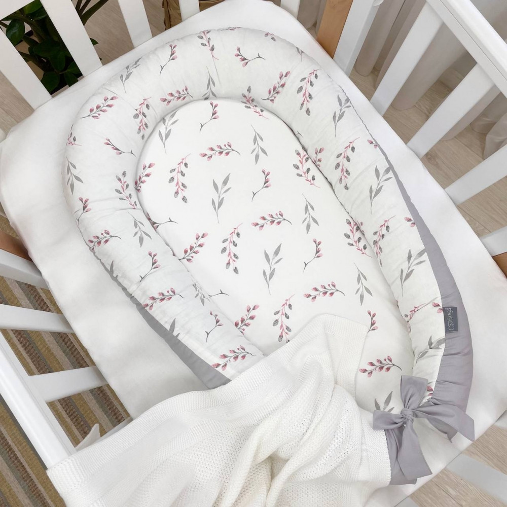 Кокон Baby Design Веточки котики пудра, цена: 1150 ₴, купить на Prom.ua