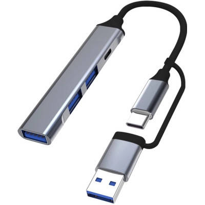 Концентратор Dynamode USB Type-C/Type-A to 1хUSB3.0, 3xUSB 2.0 metal DM ...