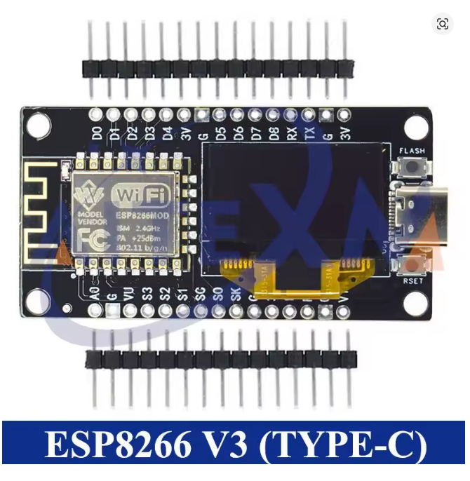 NodeMCU ESP8266 V3 з OLED-дисплеєм 0,96" жовто-синій, WiFi-модуль ESP ...