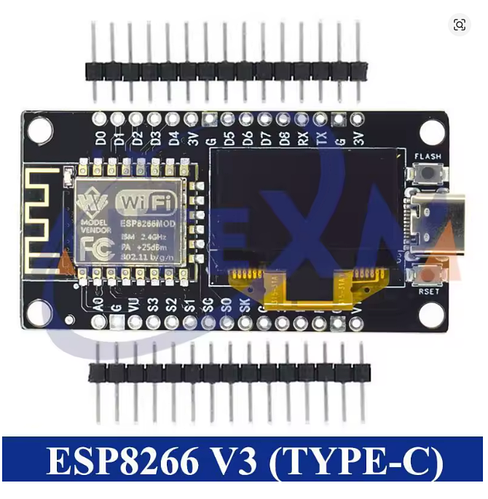 NodeMCU ESP8266 V3 з OLED-дисплеєм 0,96" жовто-синій, WiFi-модуль ESP ...