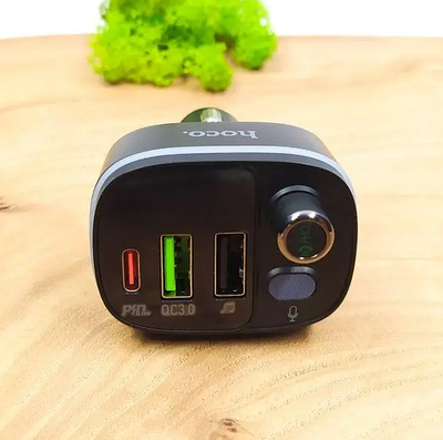 Bluetooth трансмітер FM з мікрофоном, Mini Jack 3,5 мм, Hoco E58 / ФМ модулятор в авто ...