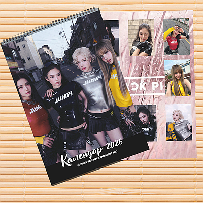 Календарь 2026 Black Pink Rose Блэк Пинк Пак Чейон перекидной настенный ...