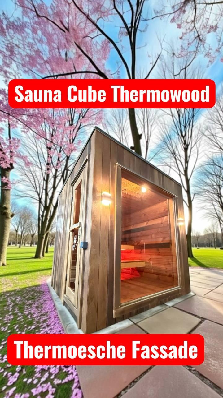 Modular Thermowood CUBE sauna 2.3x2.3m, made of thermo-ash wood – the ...