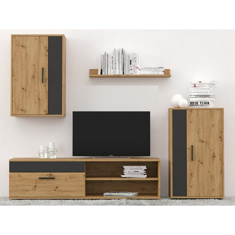 Вітальня (стінка) Барато Міні з ЛДСП Дуб артизан/Чорний Gerbor Gerbor купити з доставкою по ...