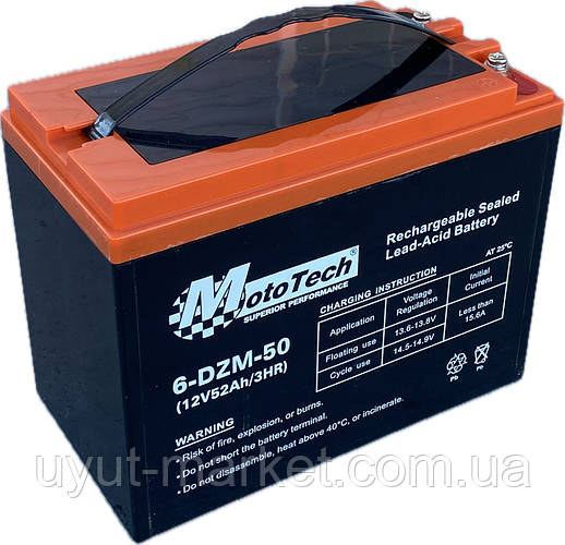 АКБ тяговый 12В 52А/час 6-DZM-50 12V52АН/3HR MotoTech, цена: 3850 ₴, купить на Prom.ua